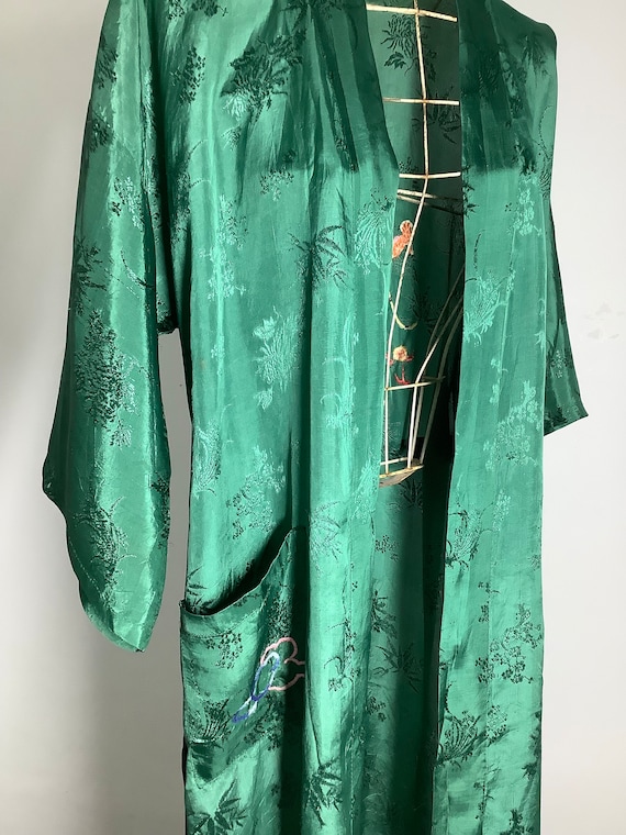 Vintage chinese robe damask rayon dressing gown loung… - Gem