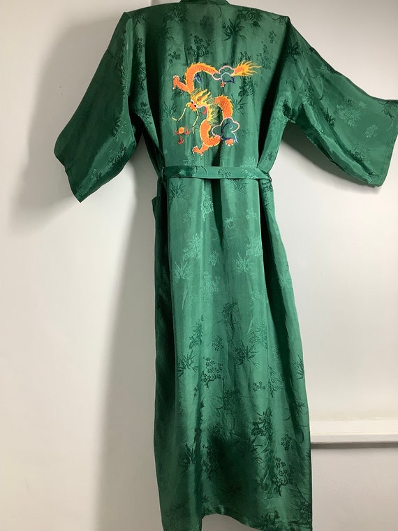 Vintage chinese robe damask rayon dressing gown loung… - Gem