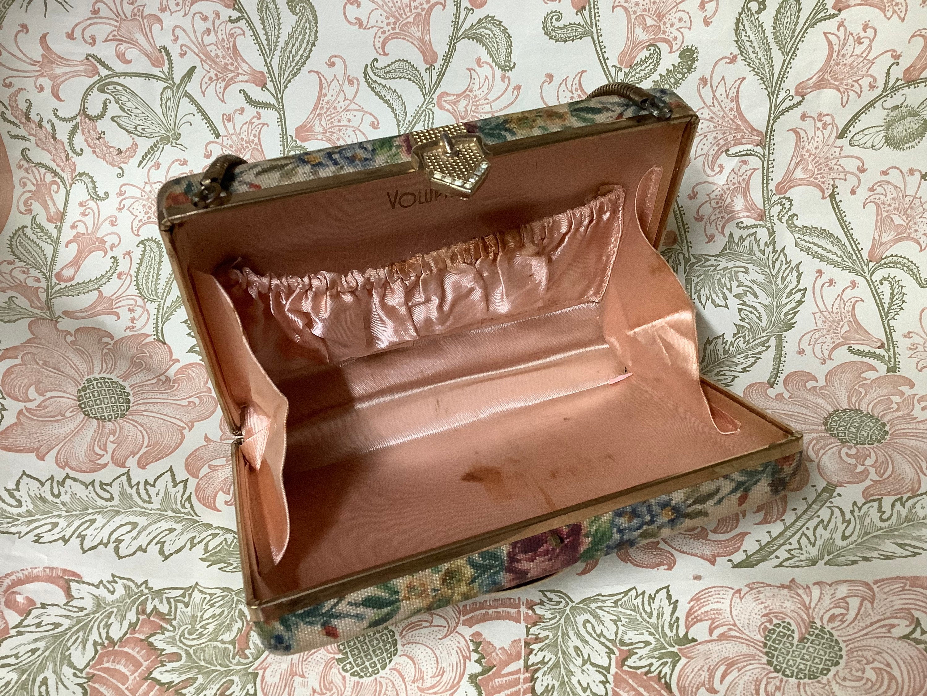 Vintage 1950s Volupte Tapestry Floral Box Bag - Etsy