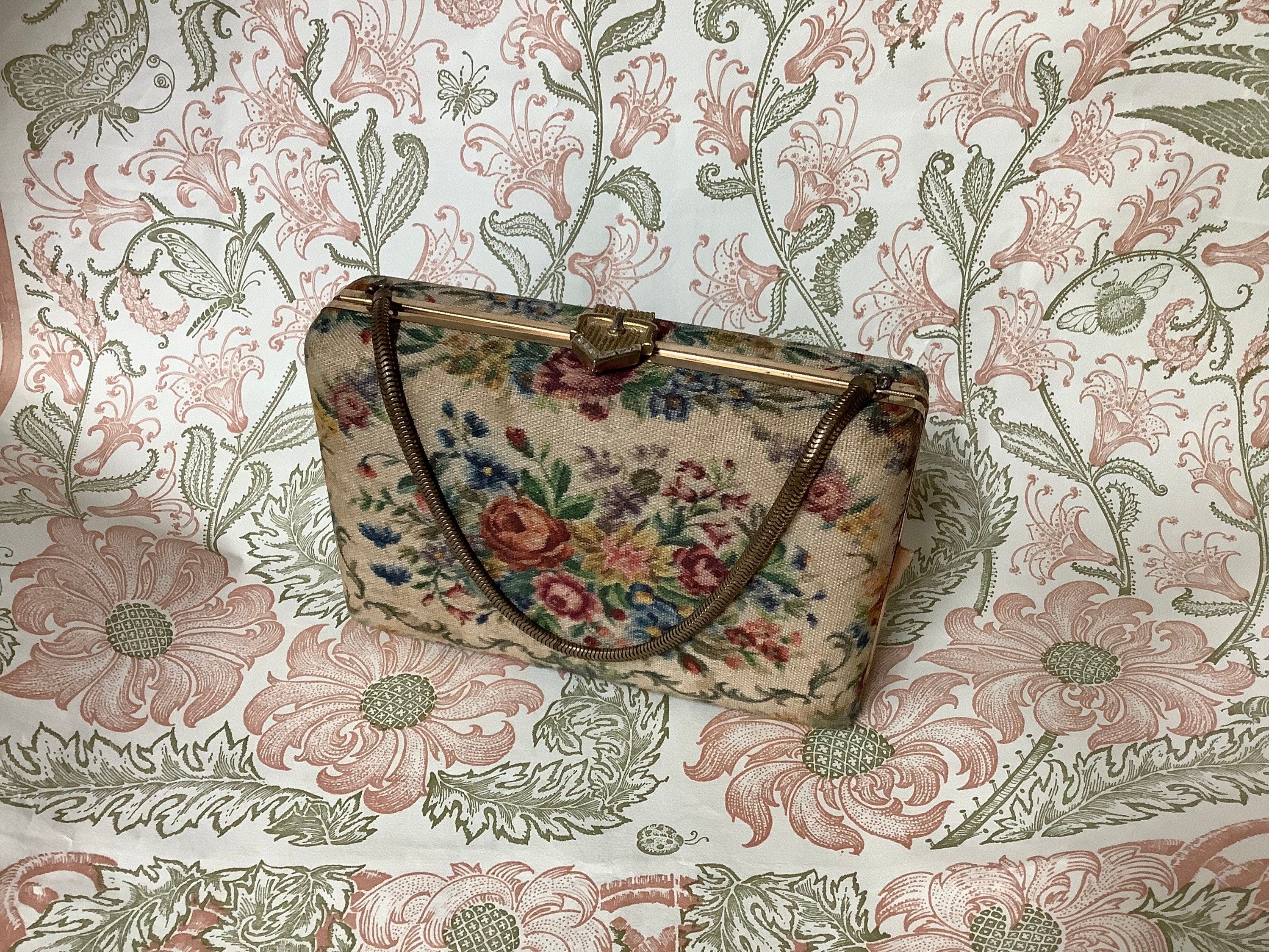 Vintage 1950s Volupte Tapestry Floral Box Bag - Etsy