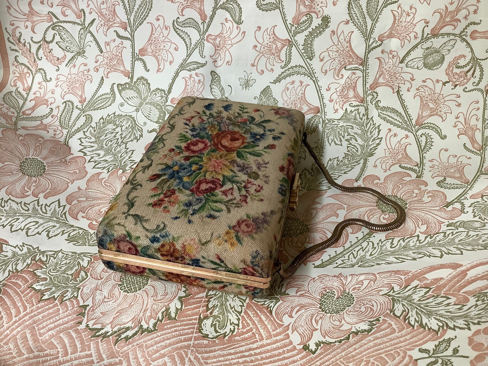 Vintage 1950s Volupte Tapestry Floral Box Bag - Etsy