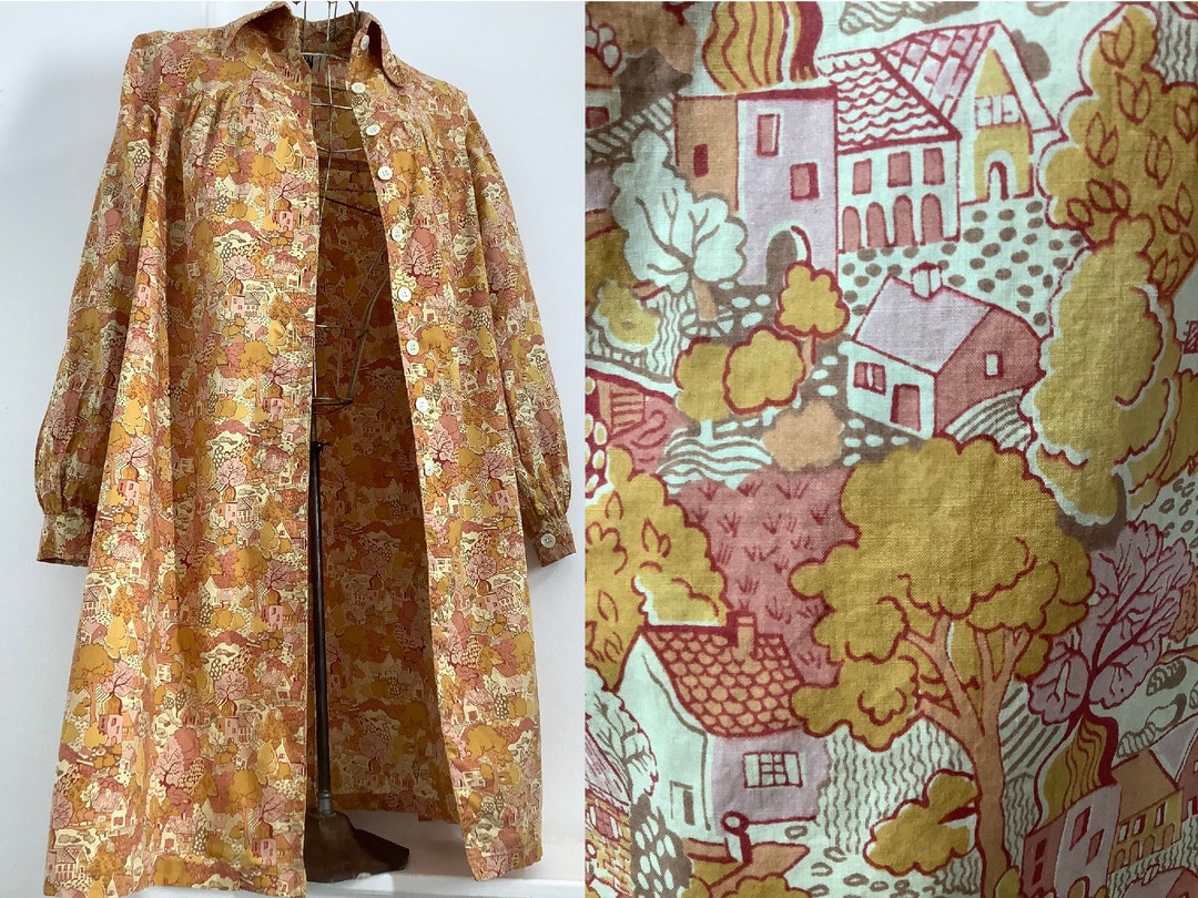 Vintage Rare Housecoat by SUJON Novelty Print 1960s Smock Shirt Cotton ...