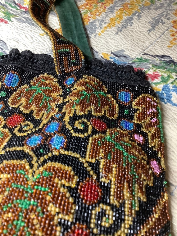 Vintage 1920s 30s beaded reticule purse bag Art Deco … - Gem