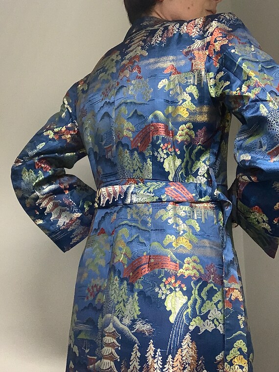 Vintage 1940s glowing brocade coat robe Chinese robe … - Gem