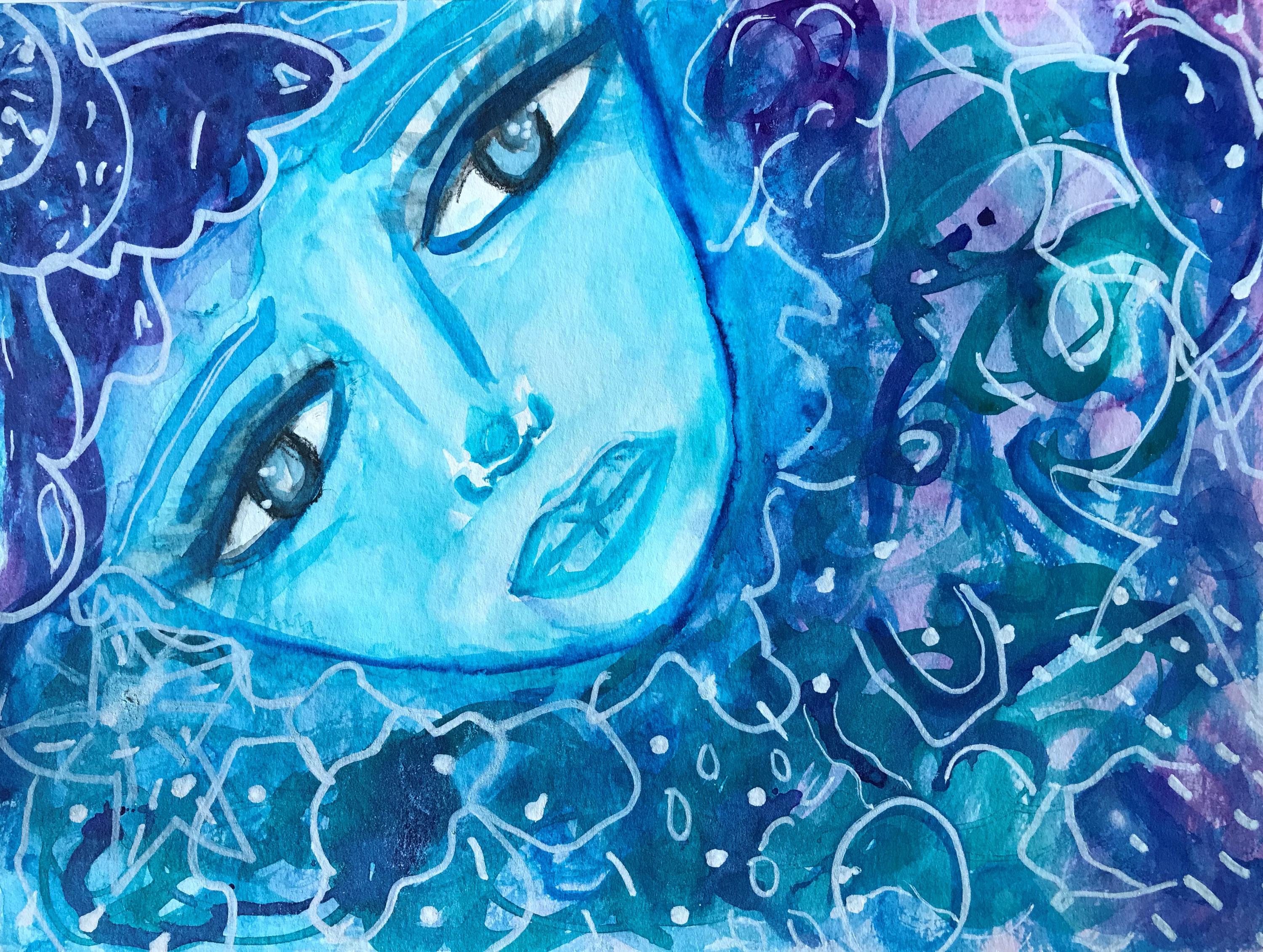 Mermaid Art, Watercolor Mermaid, Jellyfish Art, Siren, Sea Goddess, Sea ...