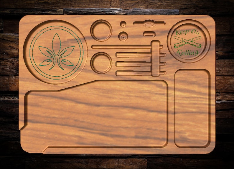 Highly Detailed Herb Rolling Tray Vector Graphic Svg, Dxf, Crv and CNC ...