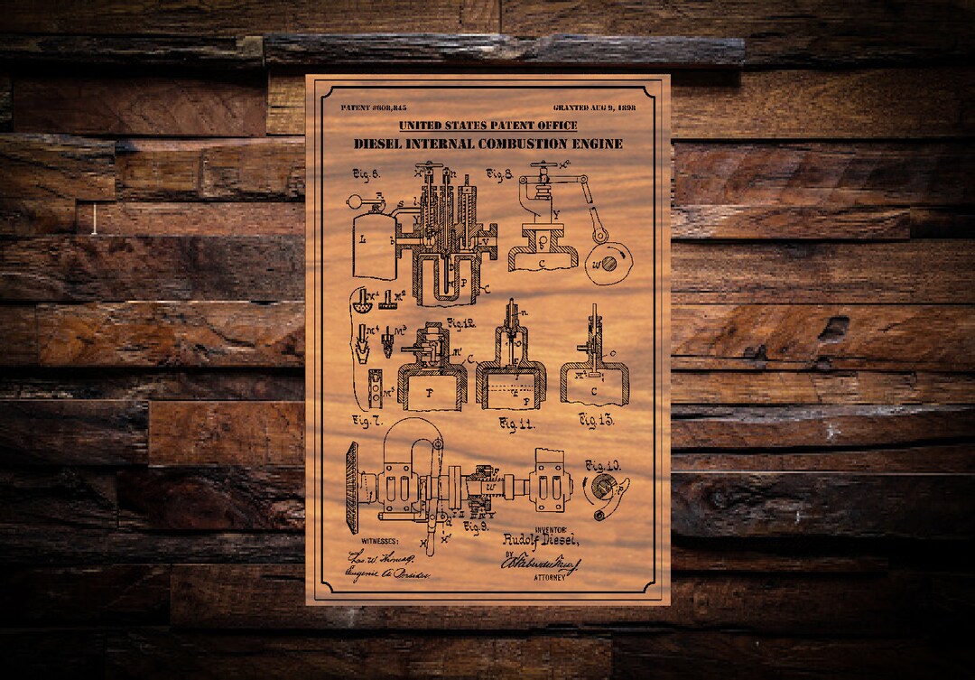 Diesel Engine US Patent Digital Art Vector Graphic - With Svg, Dxf, and ...