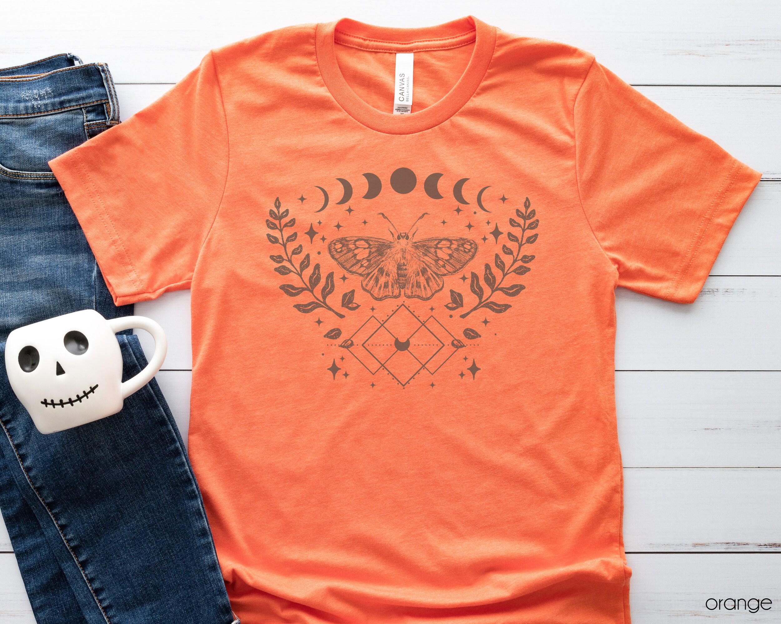 Mystical Moon Phase and Moth Tshirt Witchy Aesthetic Shirts - Etsy