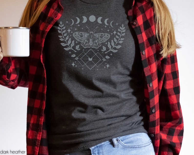 Mystical Moon Phase and Moth Tshirt Witchy Aesthetic Shirts - Etsy