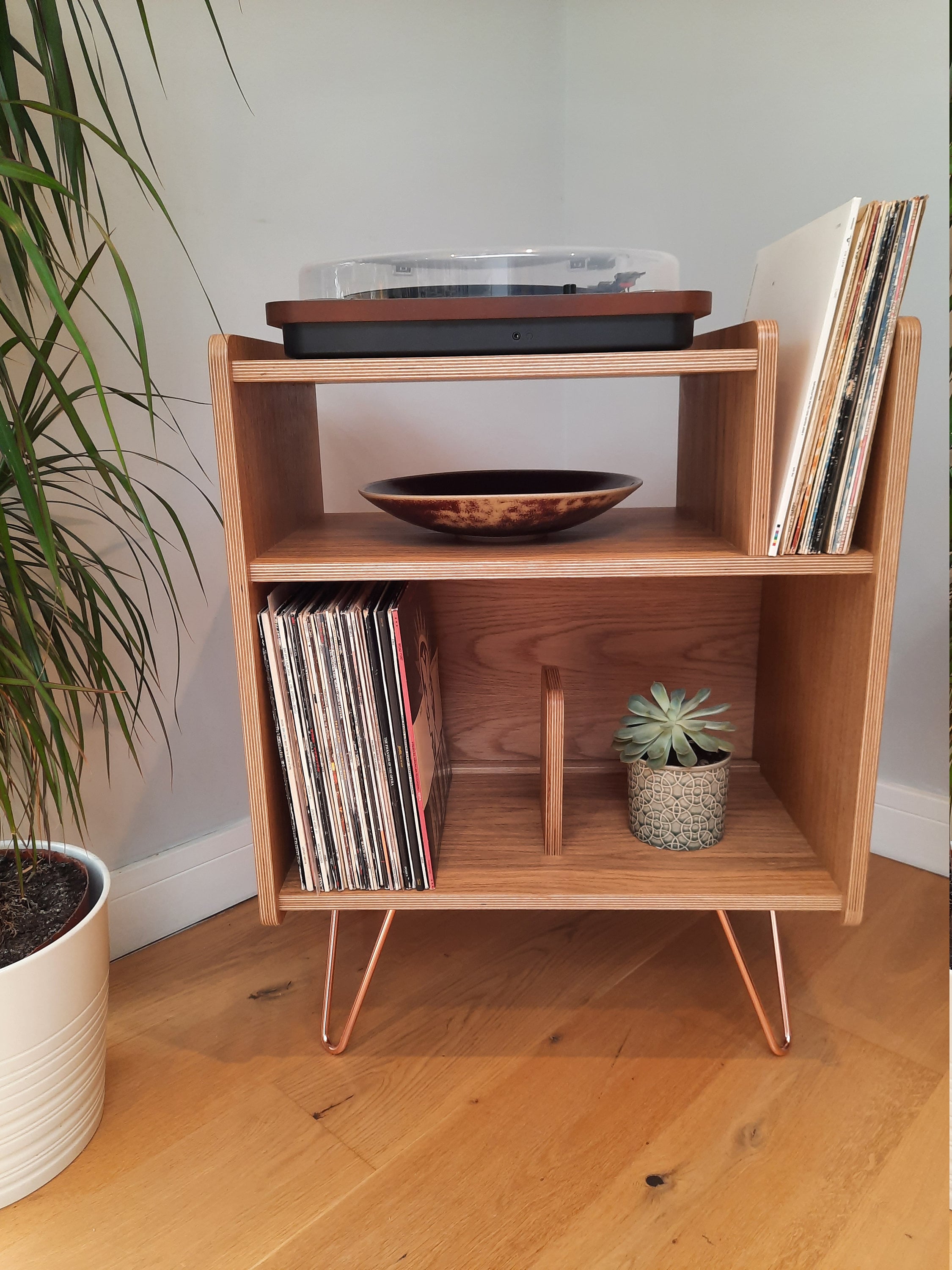 Record Player Stand Vinyl Record Storage Birch Oak or | Etsy
