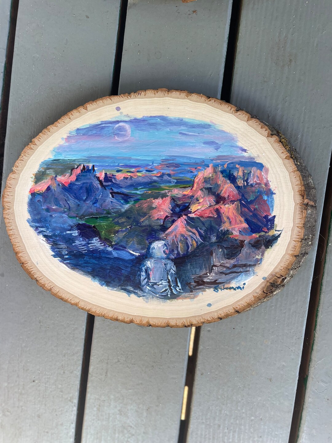 Badlands Spaceman Hand Painted Art Wall Wood Jungalow Hanging Art ...