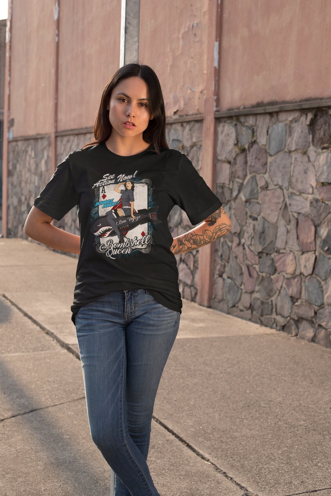 Bombshell Queen T-shirt, Pin up Shirt, Pinup Shirt, Rockabilly Shirt ...