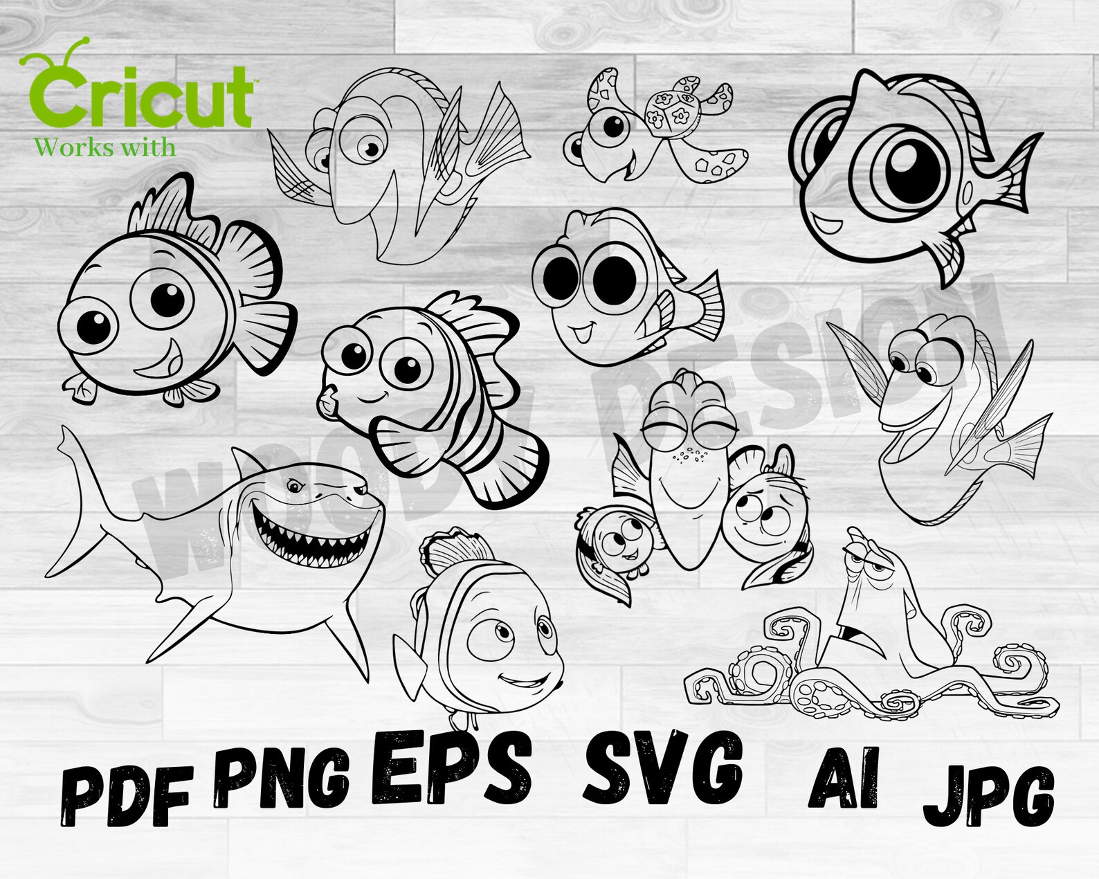 Nemo and Dory Pack Outline SVG Nemo outline dory outline | Etsy