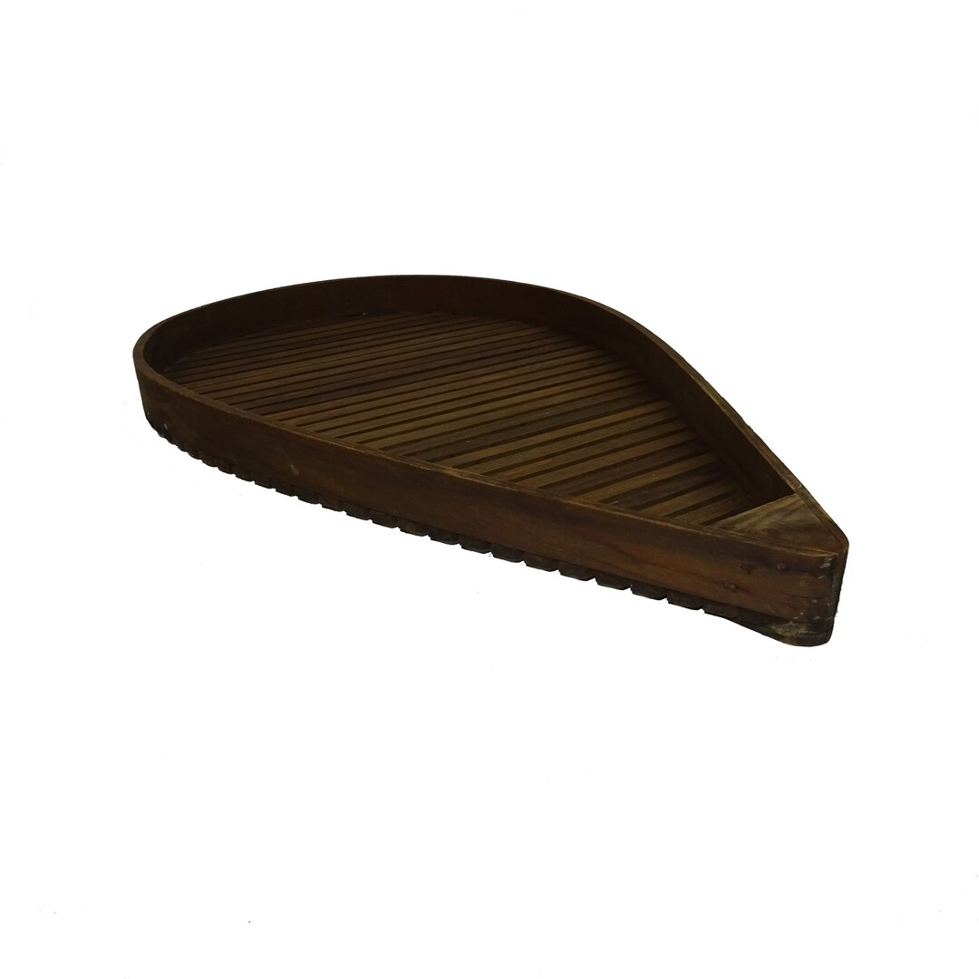 Racket-shaped Wooden Tray / Wicker and Wood Fruit Basket / Kitchen ...