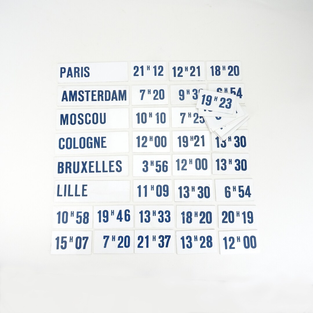 Lot of Old Station Labels With Destinations and Train Departure and ...