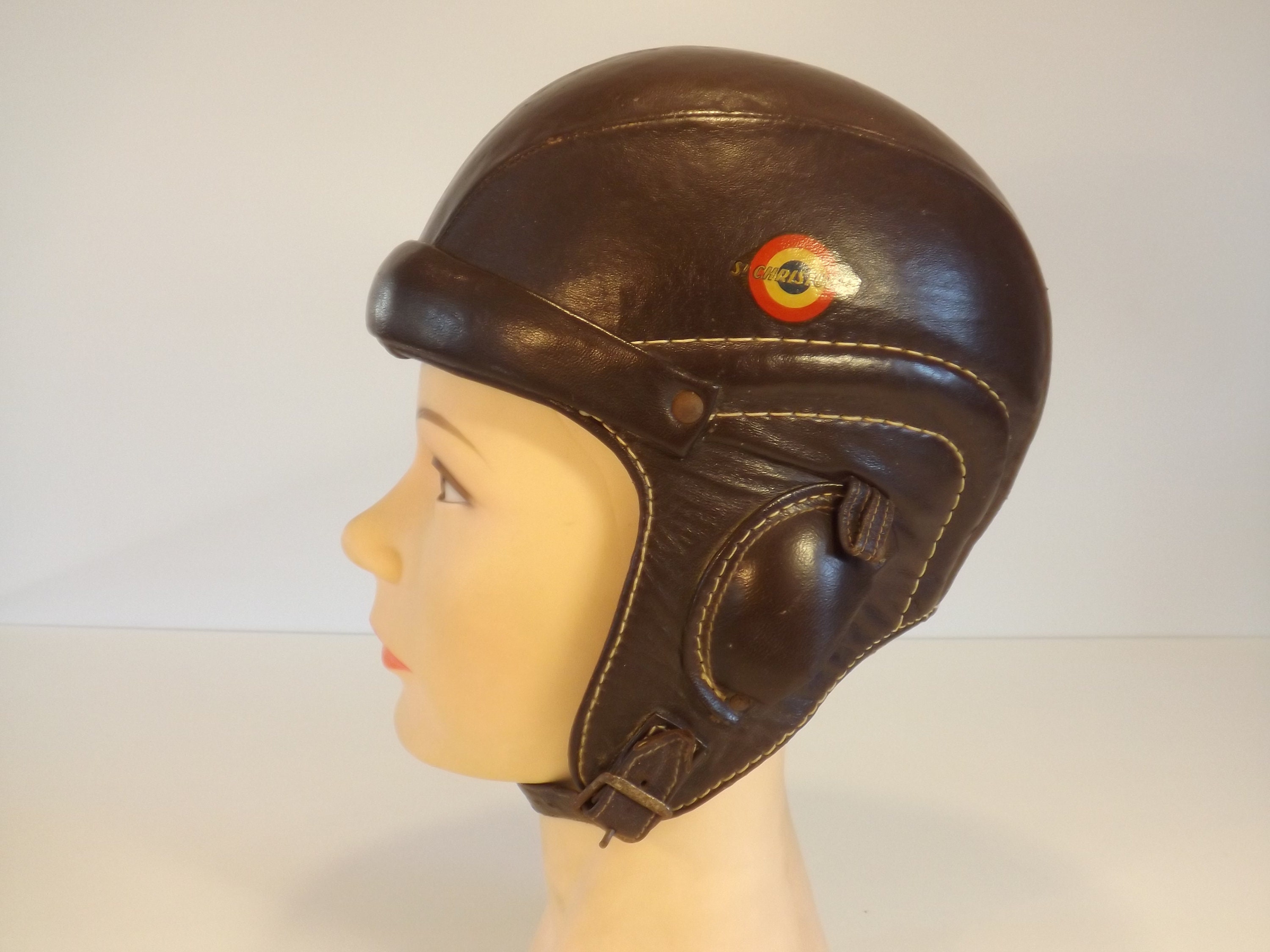 Vintage Leather Motorcycle Helmet