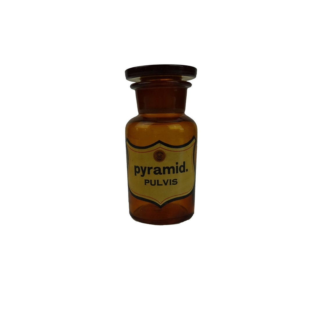Glass Pharmacy Bottle / Apothecary Medical Bottle / Pyramid Pulvis ...