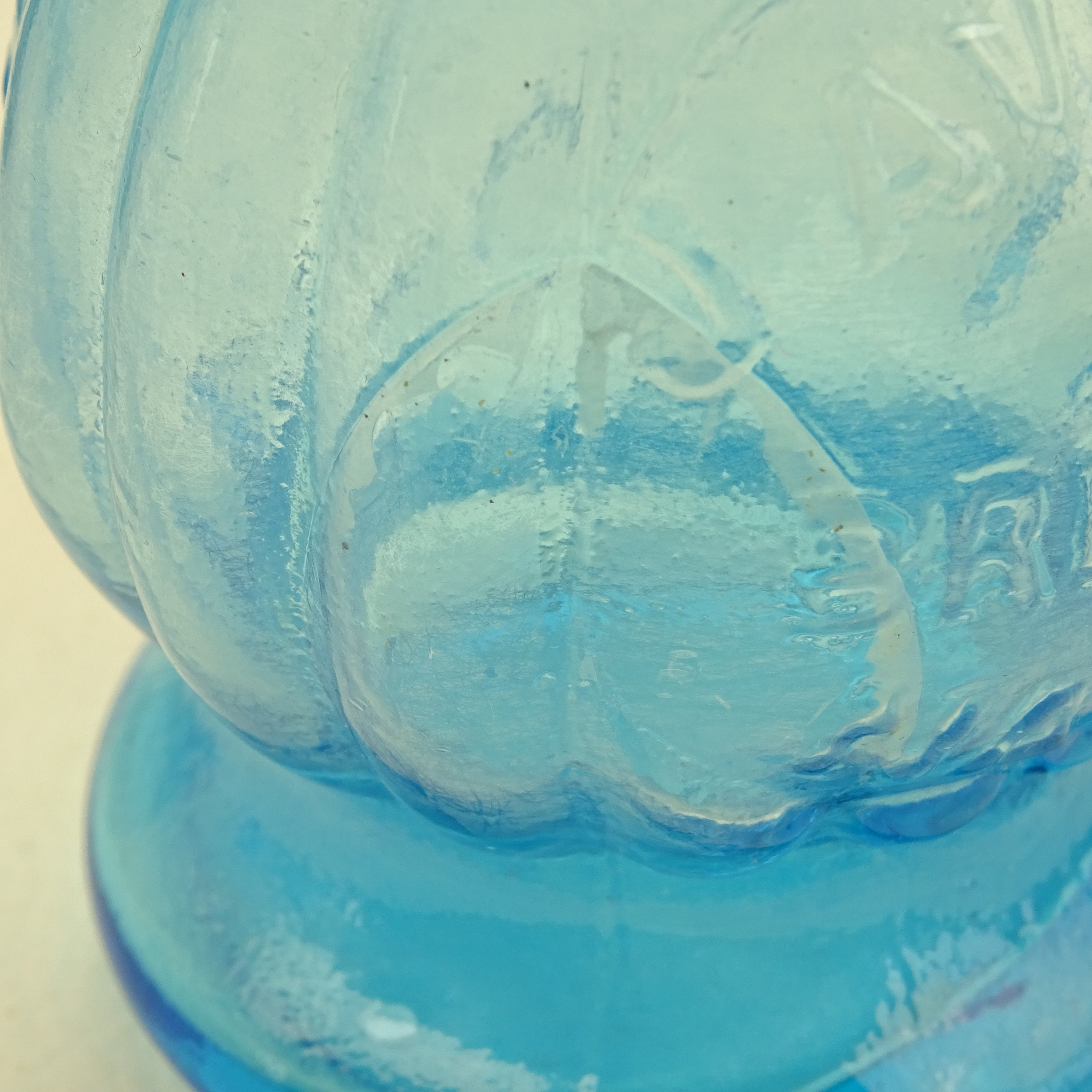 5 Anciennes lampes à huile P Masy en verre bleu soufflé à la bouche ...