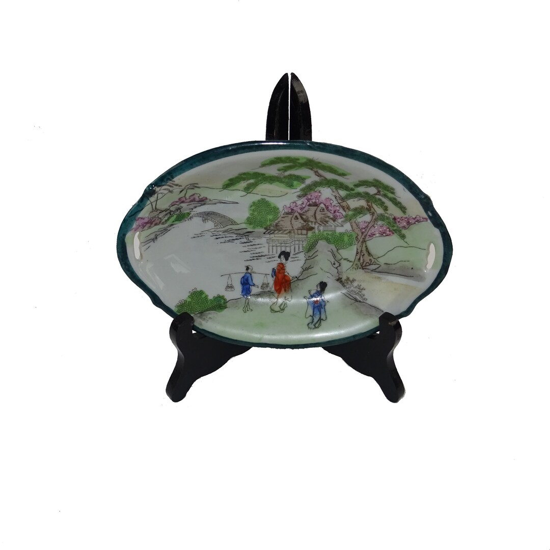 Japanese Ceramics / Satsuma / Ravier With Asian Decor / Faience Butter ...