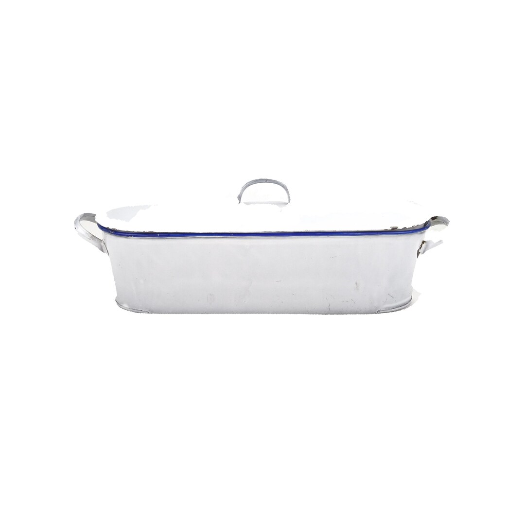 Old Fishmonger With Grid and Lid in Enamelled Sheet Metal / Vintage ...