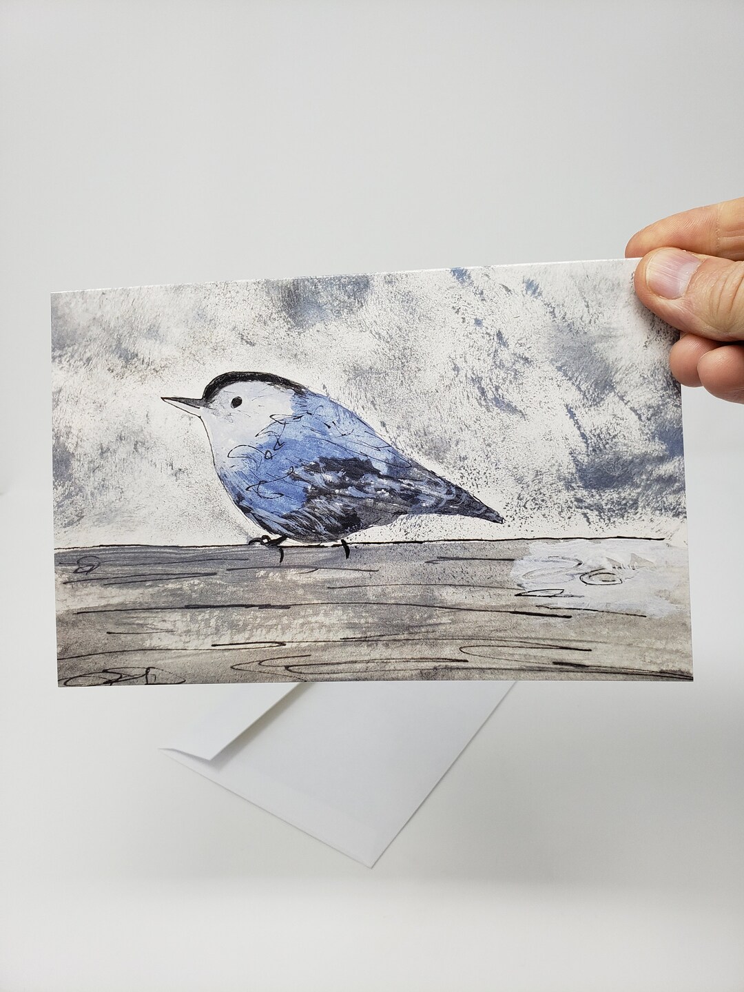 Set Bird Cards Blue Bird Card Greetings Card Blank Inside - Etsy