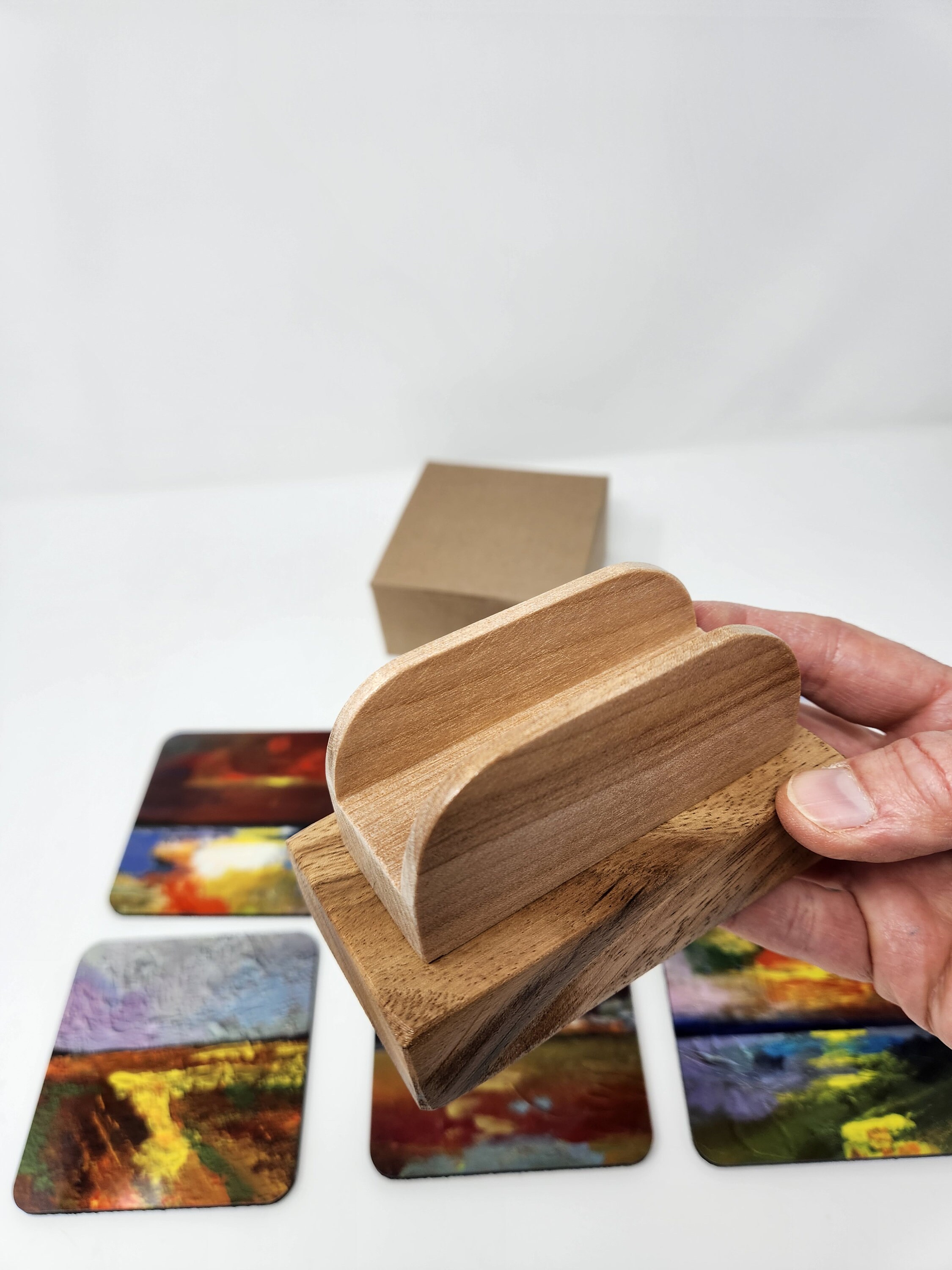 Coasters Set 6 Coasters With Holder Display Rack Abstract - Etsy