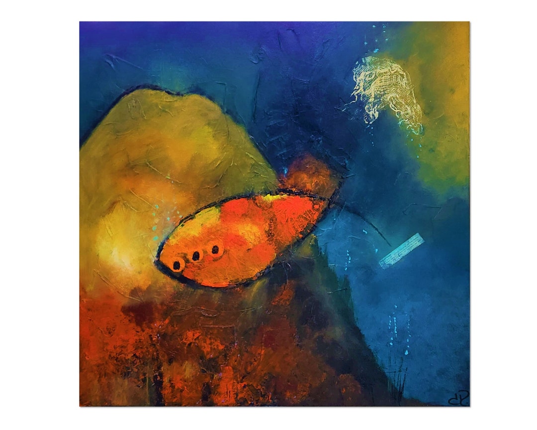 Abstract Fish Art, Modern Art, Fish Painting, Large Painting, Original ...