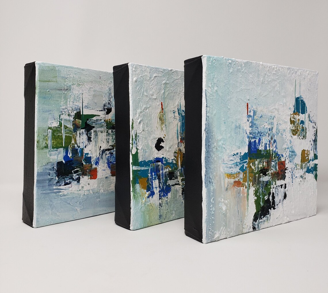 Abstract Landscape Art, Triptych Nature Painting, Original Painting ...