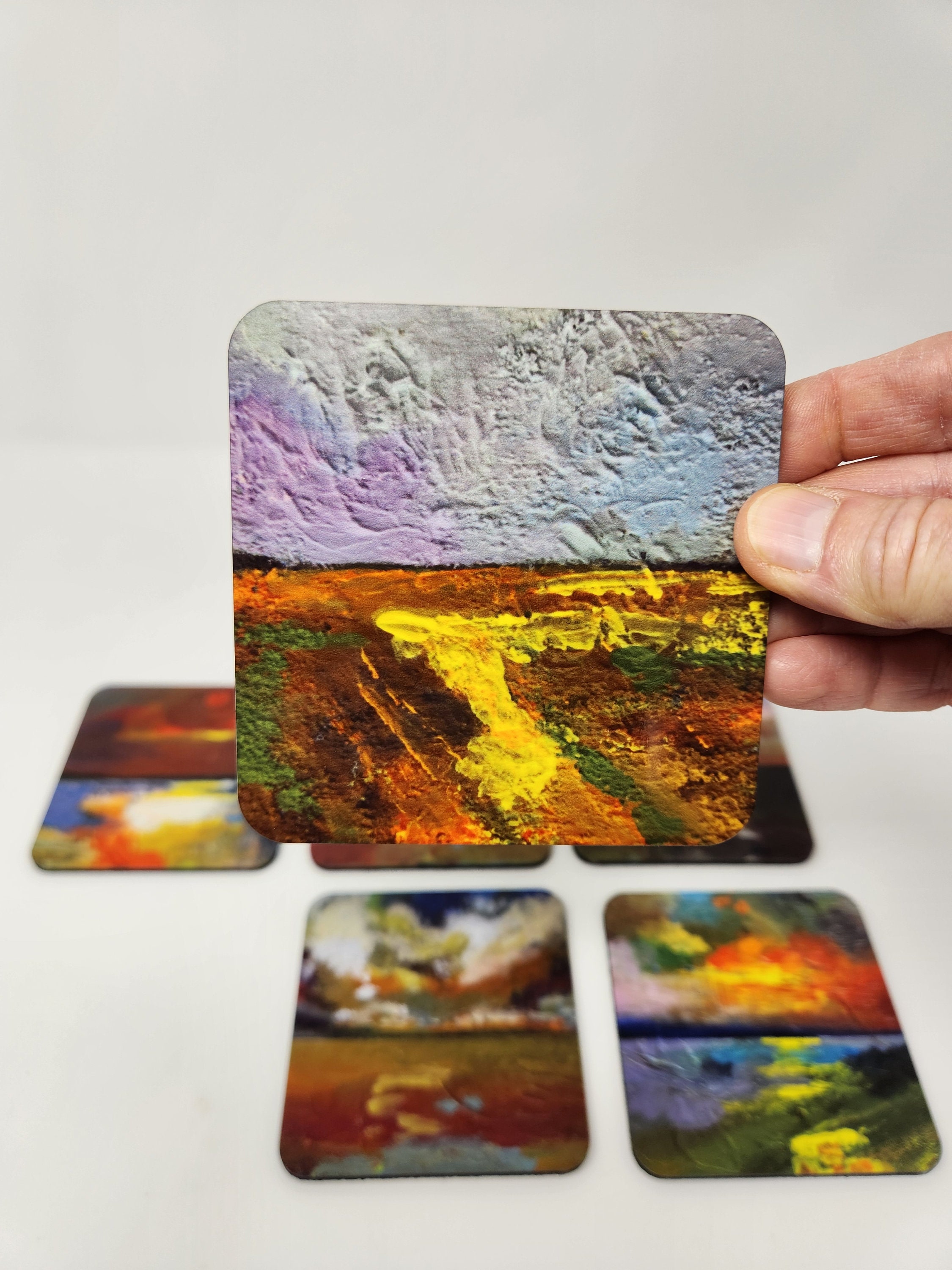 Coasters Set 6 Coasters With Holder Display Rack Abstract - Etsy