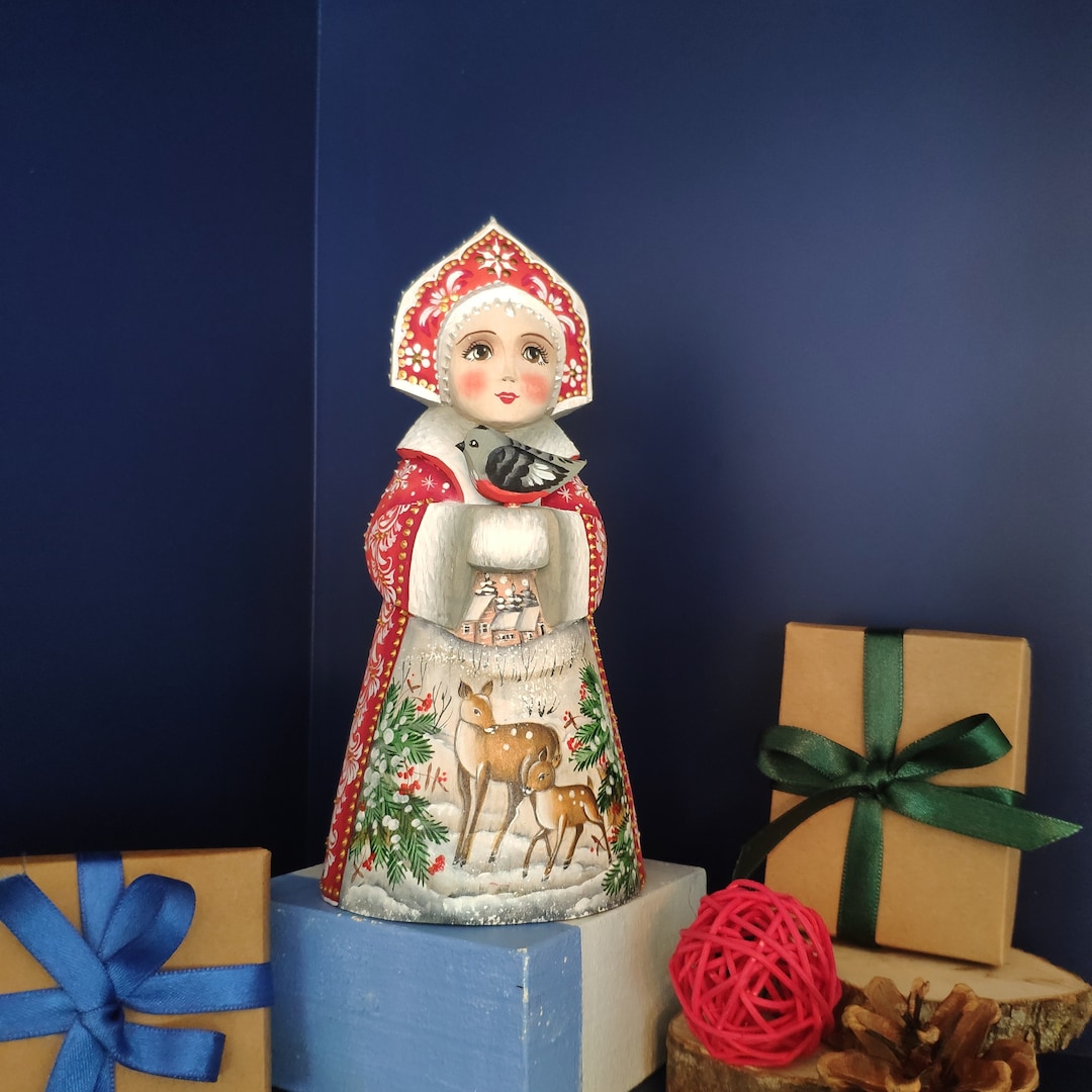 Carved Snow Maiden: Russian Christmas Ornament for Happy Holiday ...