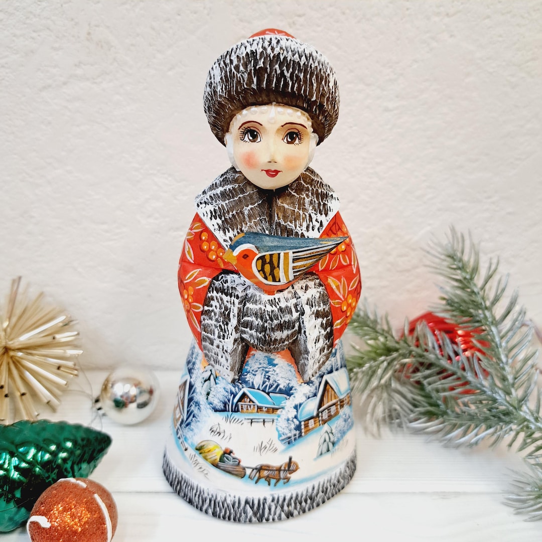 Handpainted Wooden Carved Snow Maiden (snow Princess, Snegurochka ...