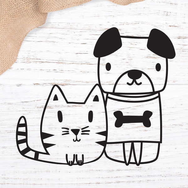 Dog and Cat Svg - Etsy