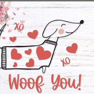 I Woof You Svg. Dog Valentine Png. Doxie Hearts Cut File. Dachshund Svg ...