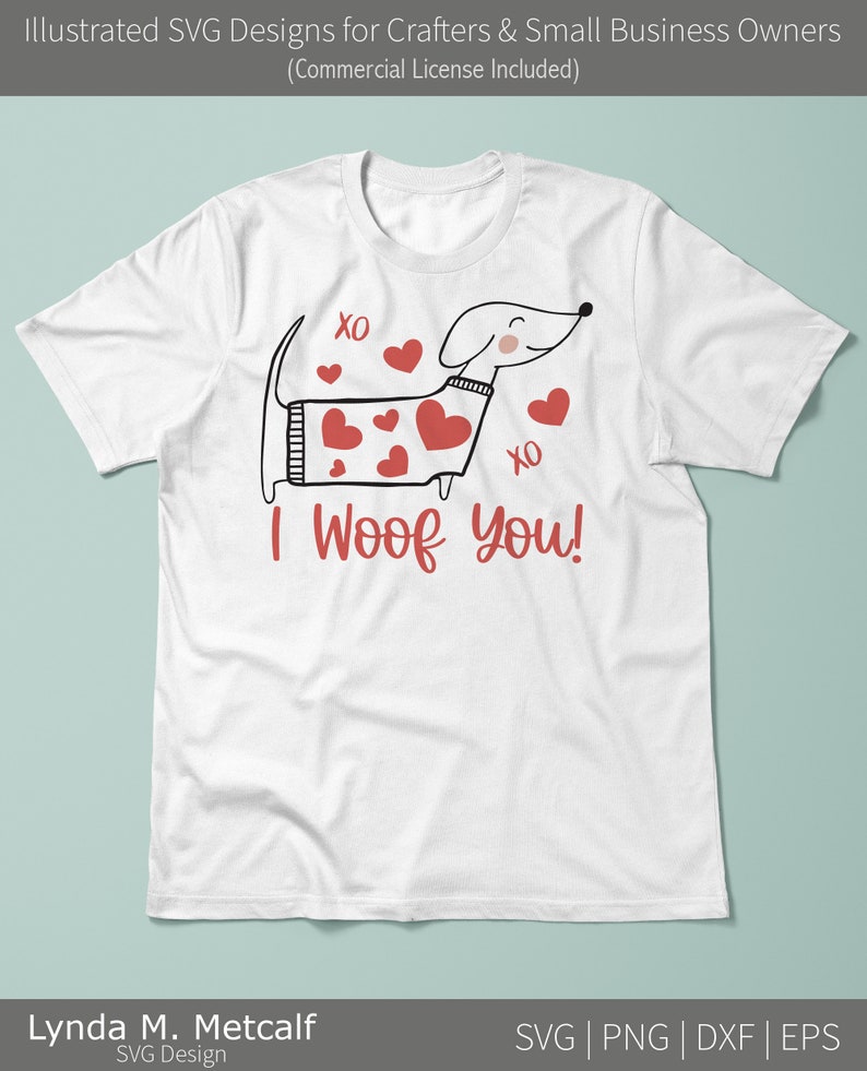 I Woof You Svg. Dog Valentine Png. Doxie Hearts Cut File. - Etsy
