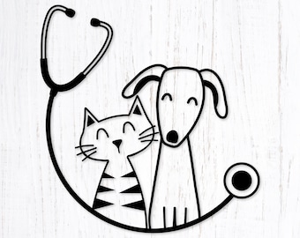Veterinarian Monogram Svg Paw Print Svg Vet Tech Split Name - Etsy