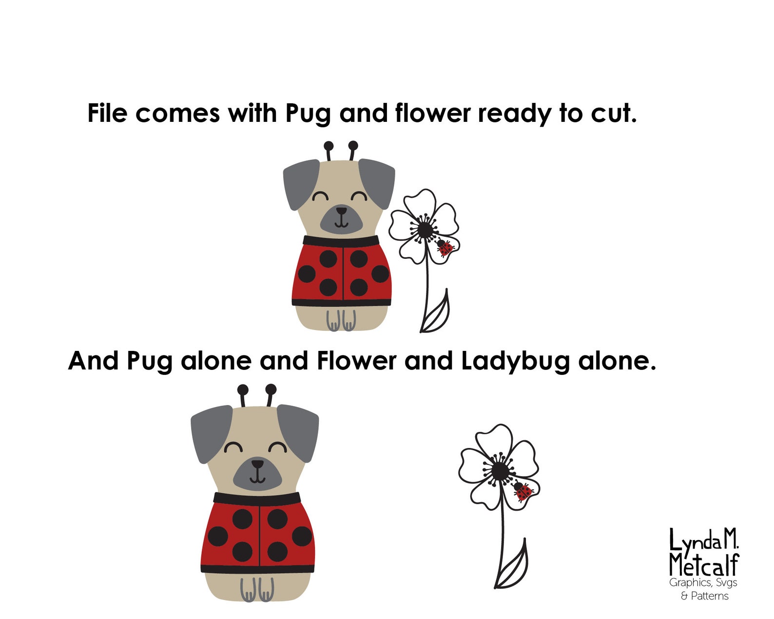 Pug Puppy SVG Ladybug Svg Dog Svg File for Cricut Summer - Etsy