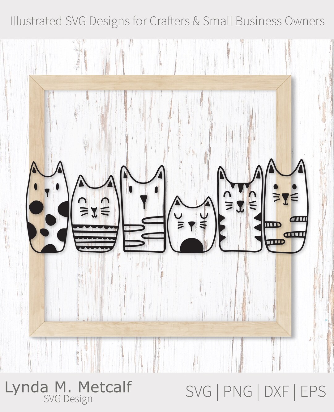 Gatos en fila Svg. Gatos Sentados Png Clipart. Garabatos gatos DXF ...