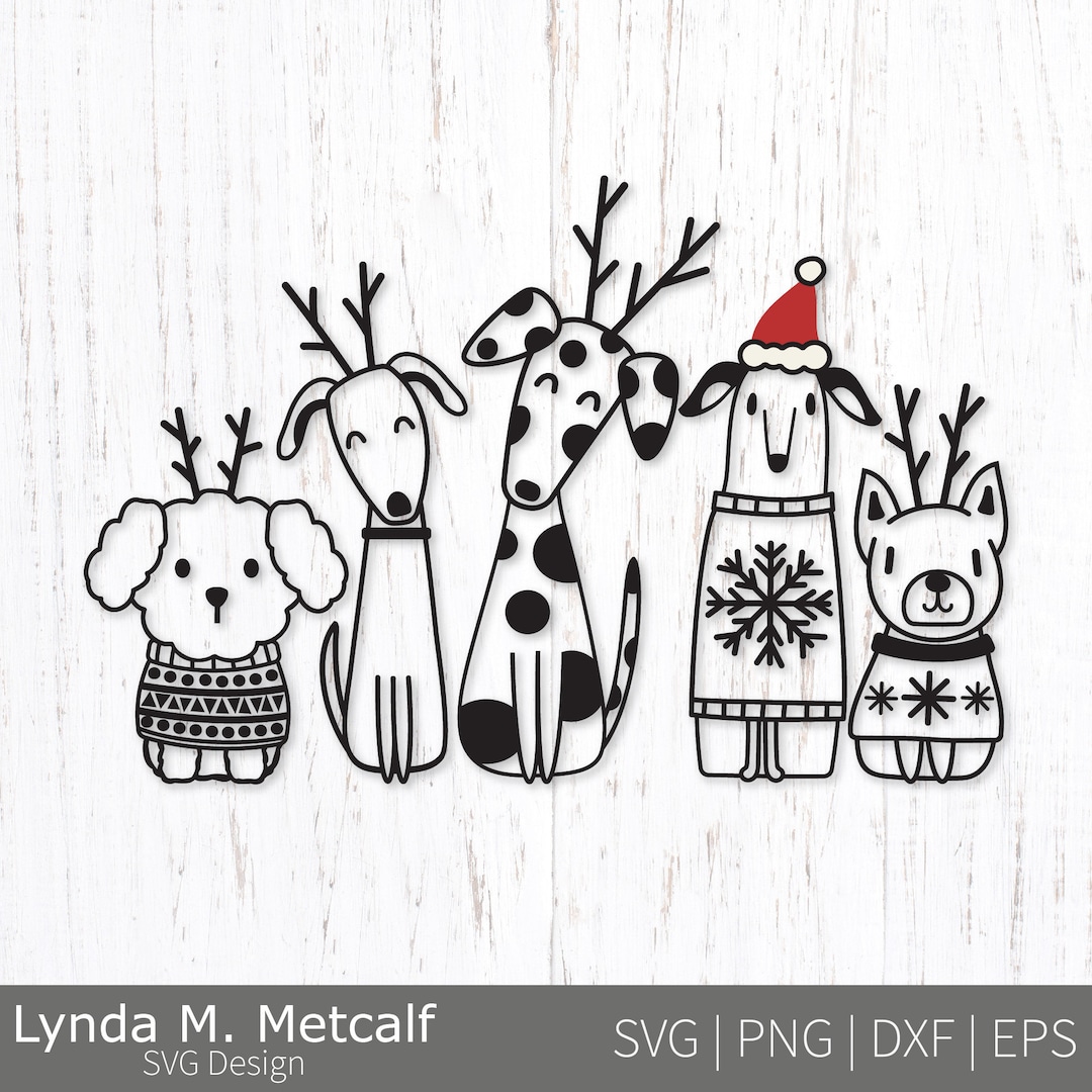 Christmas Reindeer Dogs Svg. Holiday Puppy Png. Winter Santa Dog Svg ...