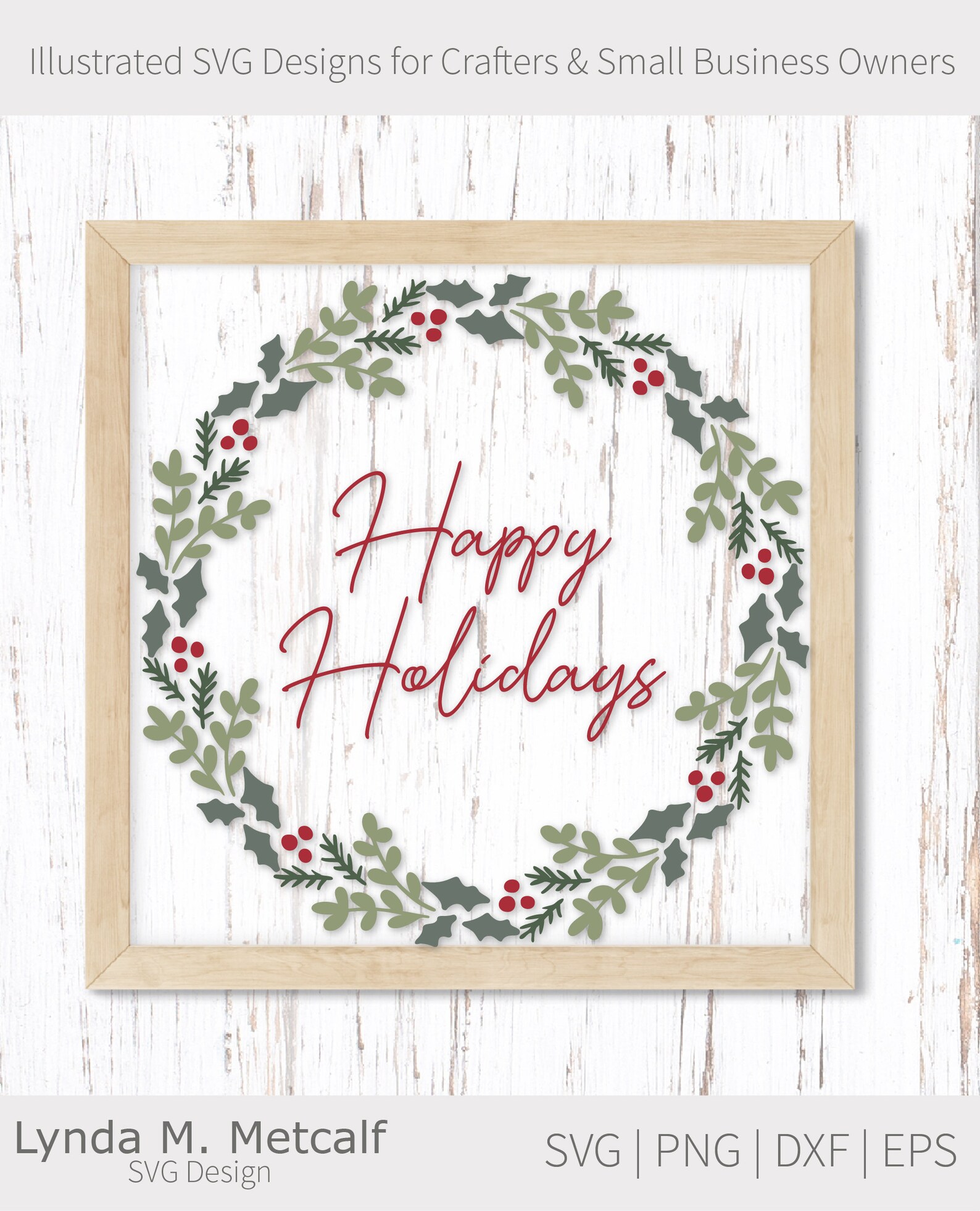 Happy Holidays Wreath SVG, Wreath Svg, Christmas Wreath Svg, Holiday ...