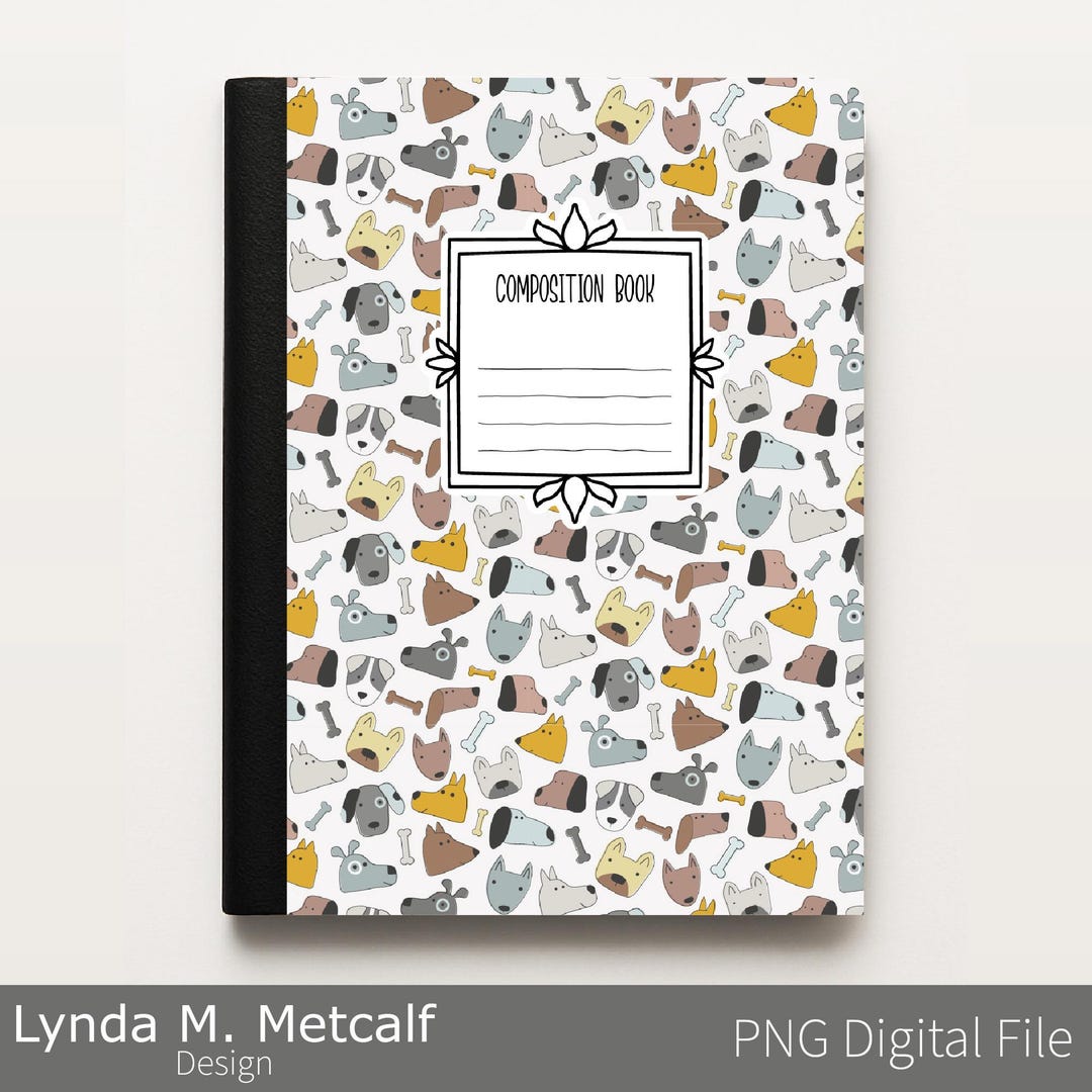 Dogs Printable Composition Notebook Cover. Dog Pattern Png Notebook ...