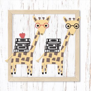 Back to School Svg. Giraffe SVG Cut File. Reading Giraffe Svg. Smart ...