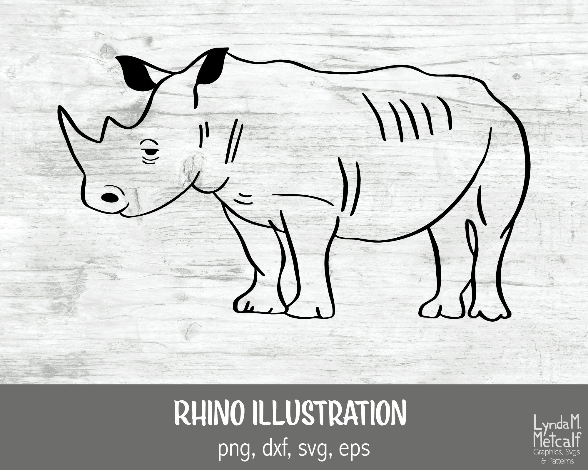 Illustrated Rhino SVG File for Cricut & Silhouette Machines | Etsy