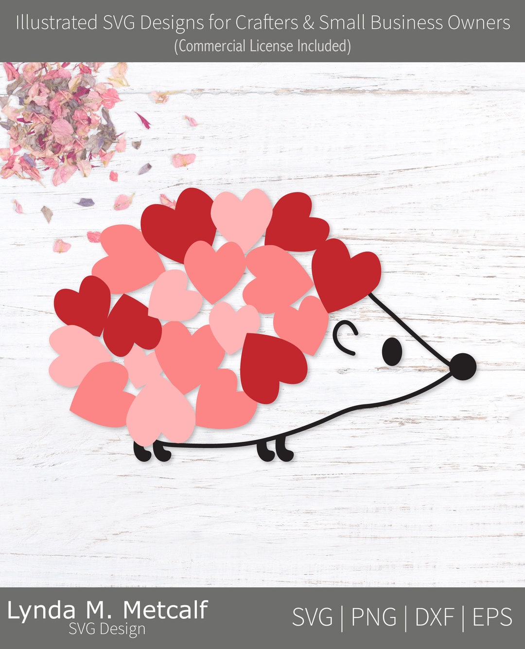 Hedgehog Svg. Cute Kids Valentine Svg. Hearts Cut File. Kawaii Hedgehog ...