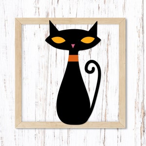 Fall Cat Svg. Black Cat Svg. Cute Halloween Cat Svg. Retro Halloween ...