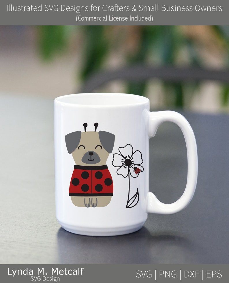 Pug Puppy SVG Ladybug Svg Dog Svg File for Cricut Summer - Etsy
