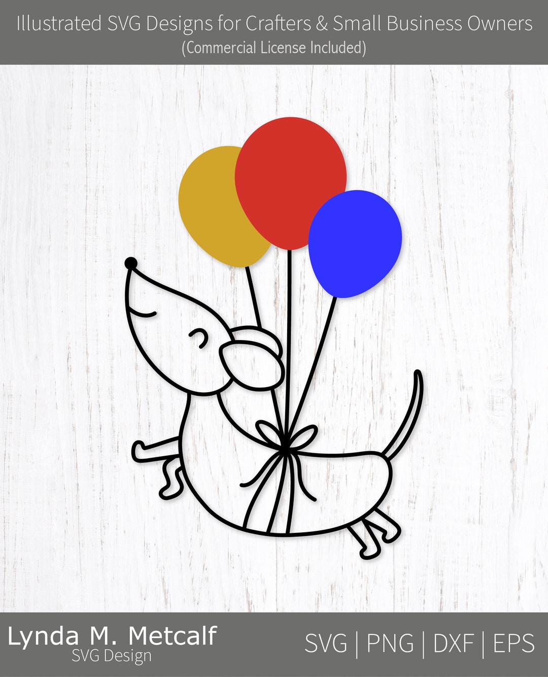 Dog Birthday Svg. Balloon Dachshund Png Clipart. Party Puppy Vinyl ...