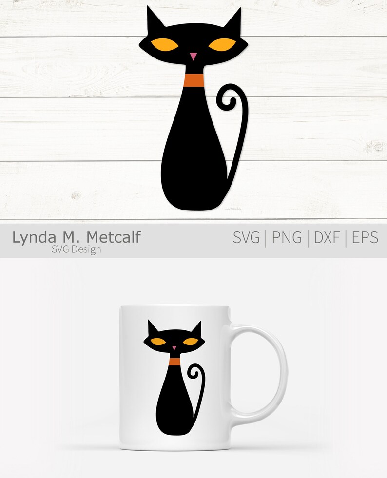 Fall Cat Svg. Black Cat Svg. Cute Halloween Cat Svg. Retro Halloween ...