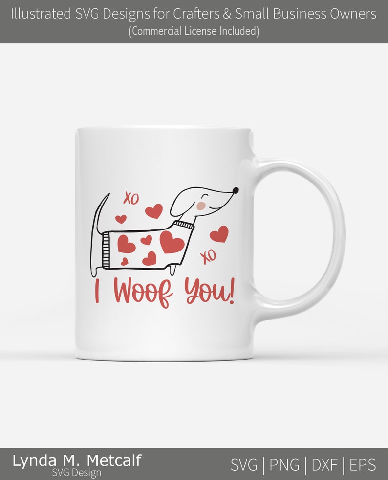 I Woof You Svg. Dog Valentine Png. Doxie Hearts Cut File. - Etsy