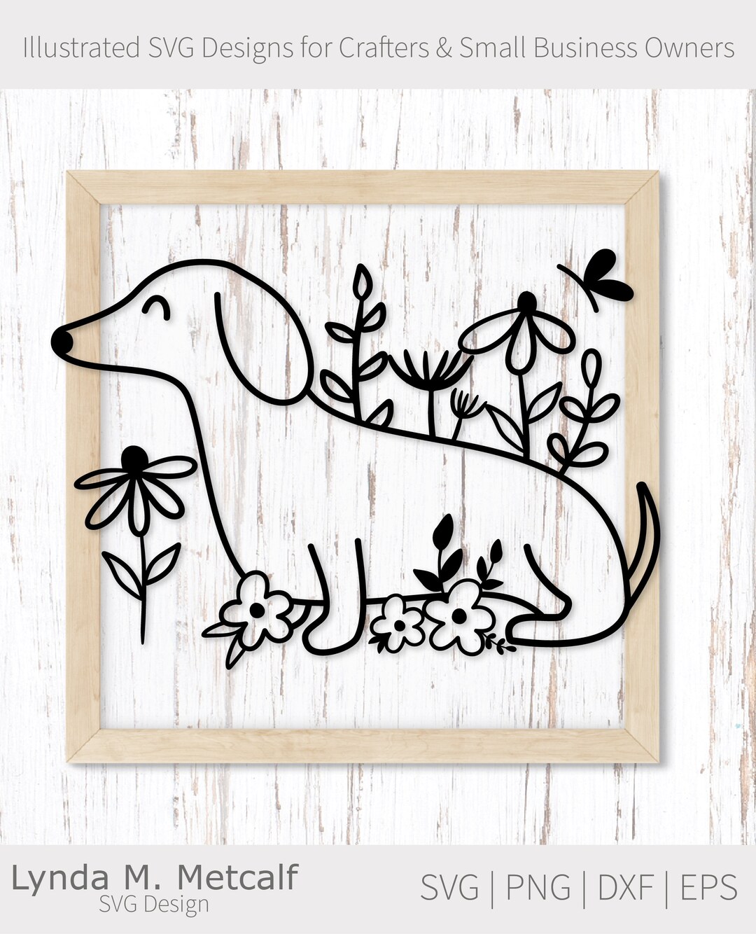 Flower Dog Svg Cut File. Dachshund Floral Svg. Puppy and Flowers Clip ...