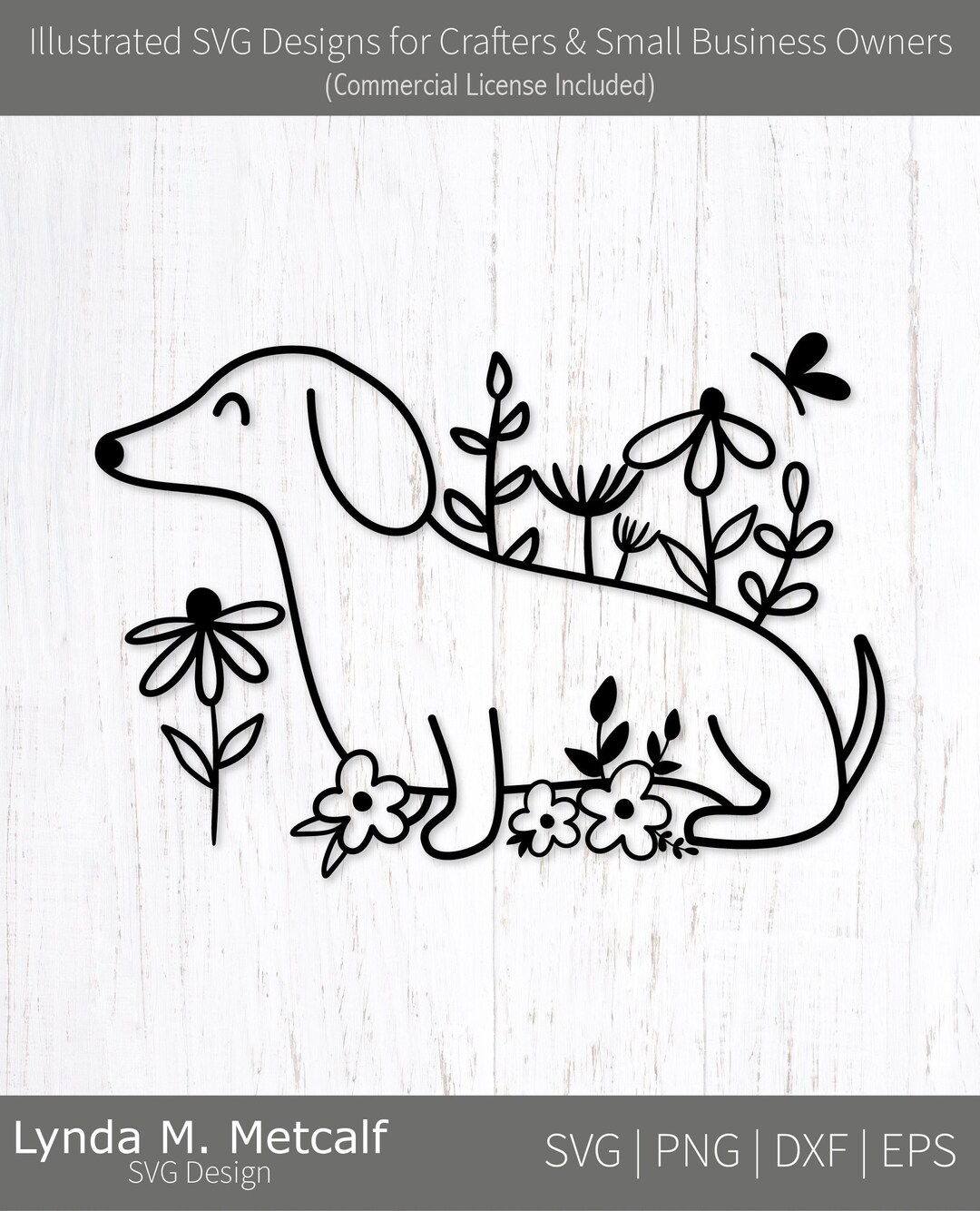 Flower Dog Svg Cut File. Dachshund Floral Svg. Puppy and Flowers Clip ...